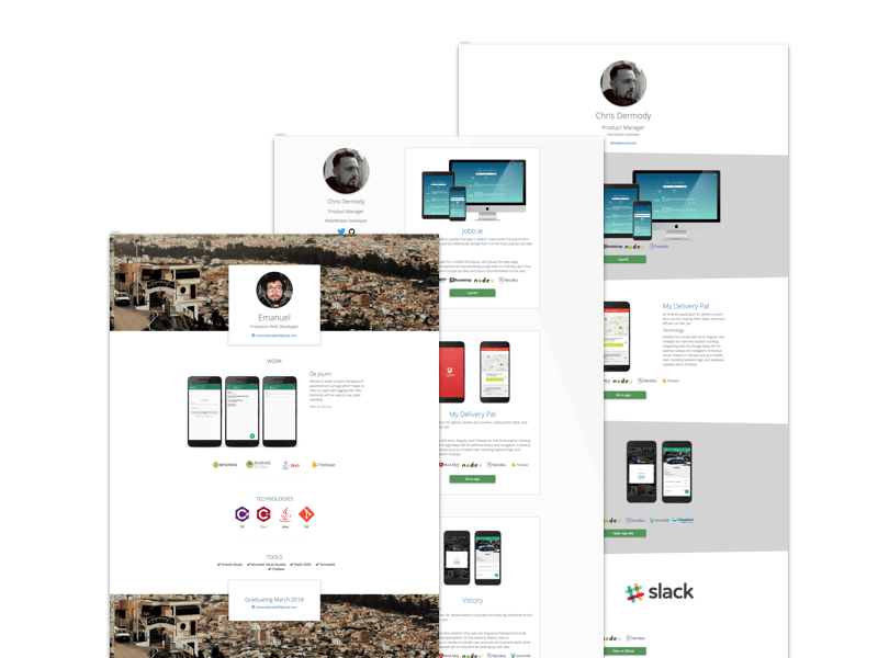 Free Web Developer Portfolio templates - 3 layouts to choose from